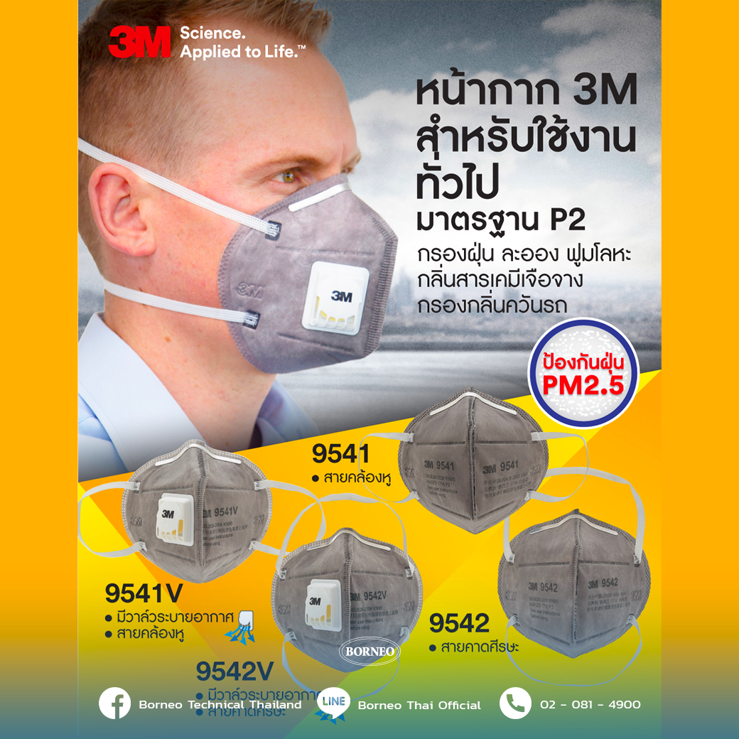 ป้องกันฝุ่น PM2.5 ด้วยหน้ากาก 3M สำหรับใช้งานทั่วไป (หน้ากาก N95 และ P2)
